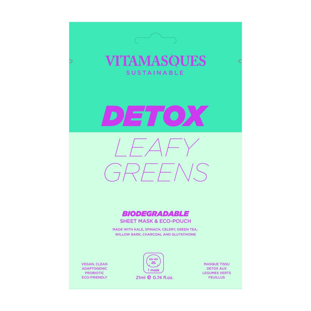 Detox LEAFY GREENS Biodegradable Face Sheet Mask 1 Mask