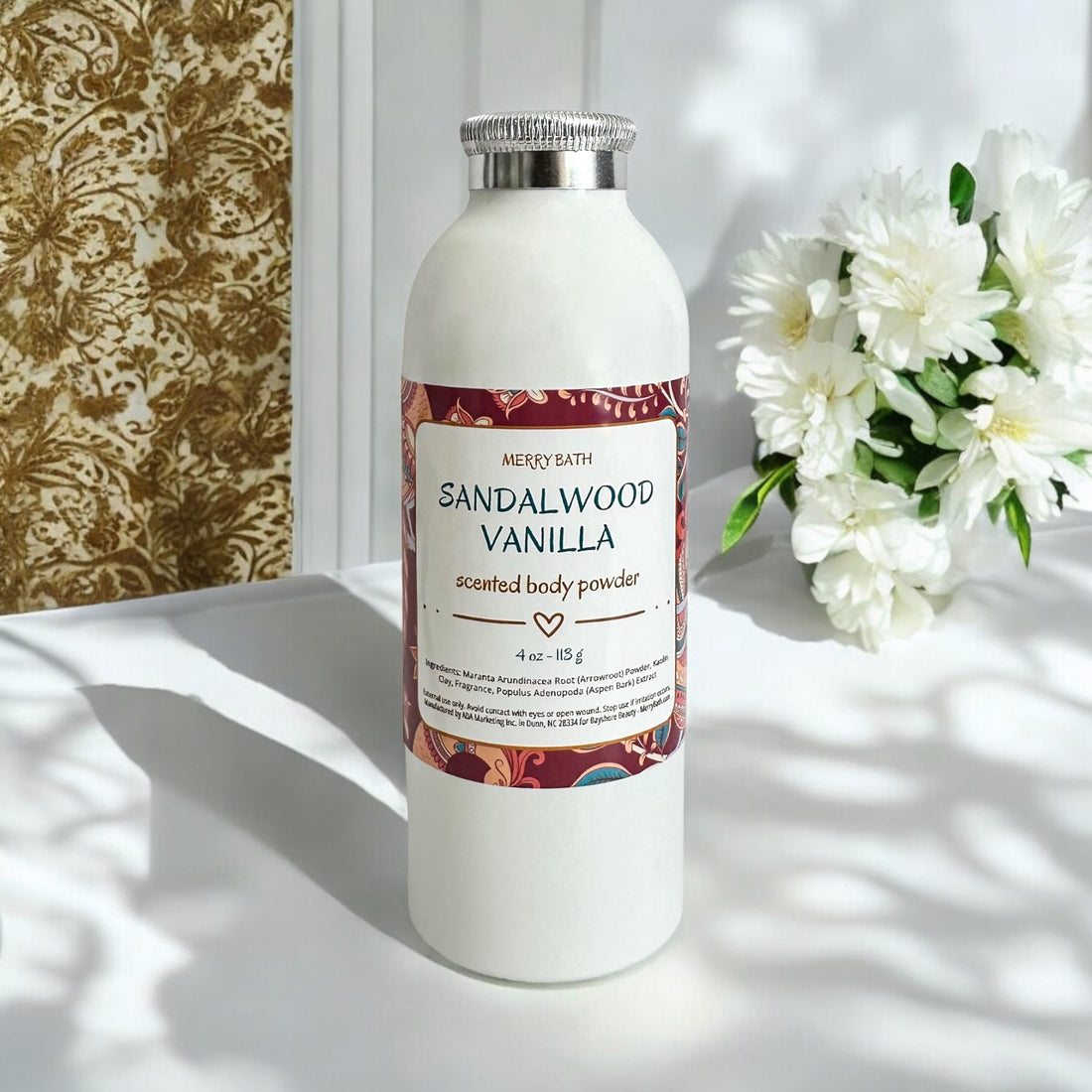 DUSTING POWDER Talc & Corn Free + Aspen Bark 4 oz SANDALWOOD VANILLA