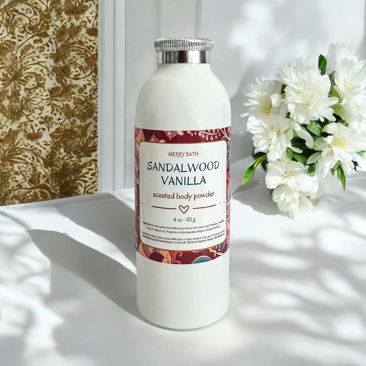 DUSTING POWDER Talc & Corn Free + Aspen Bark 4 oz SANDALWOOD VANILLA