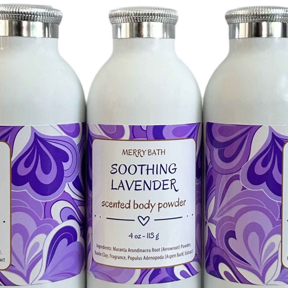 Perfumed, scented body talcum powders, pretty puffs - MerryBath.com