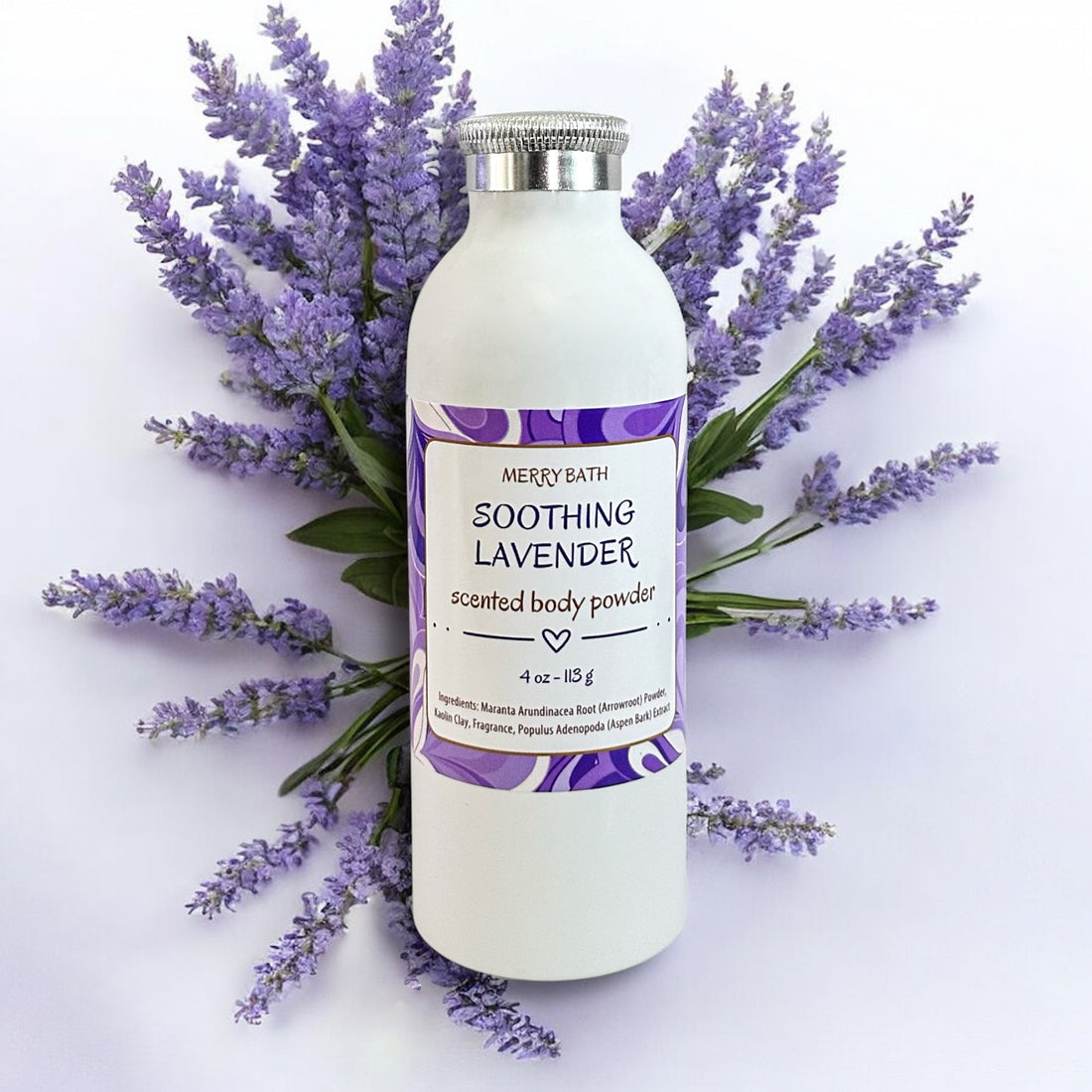 Perfumed, scented body talcum powders, pretty puffs - MerryBath.com