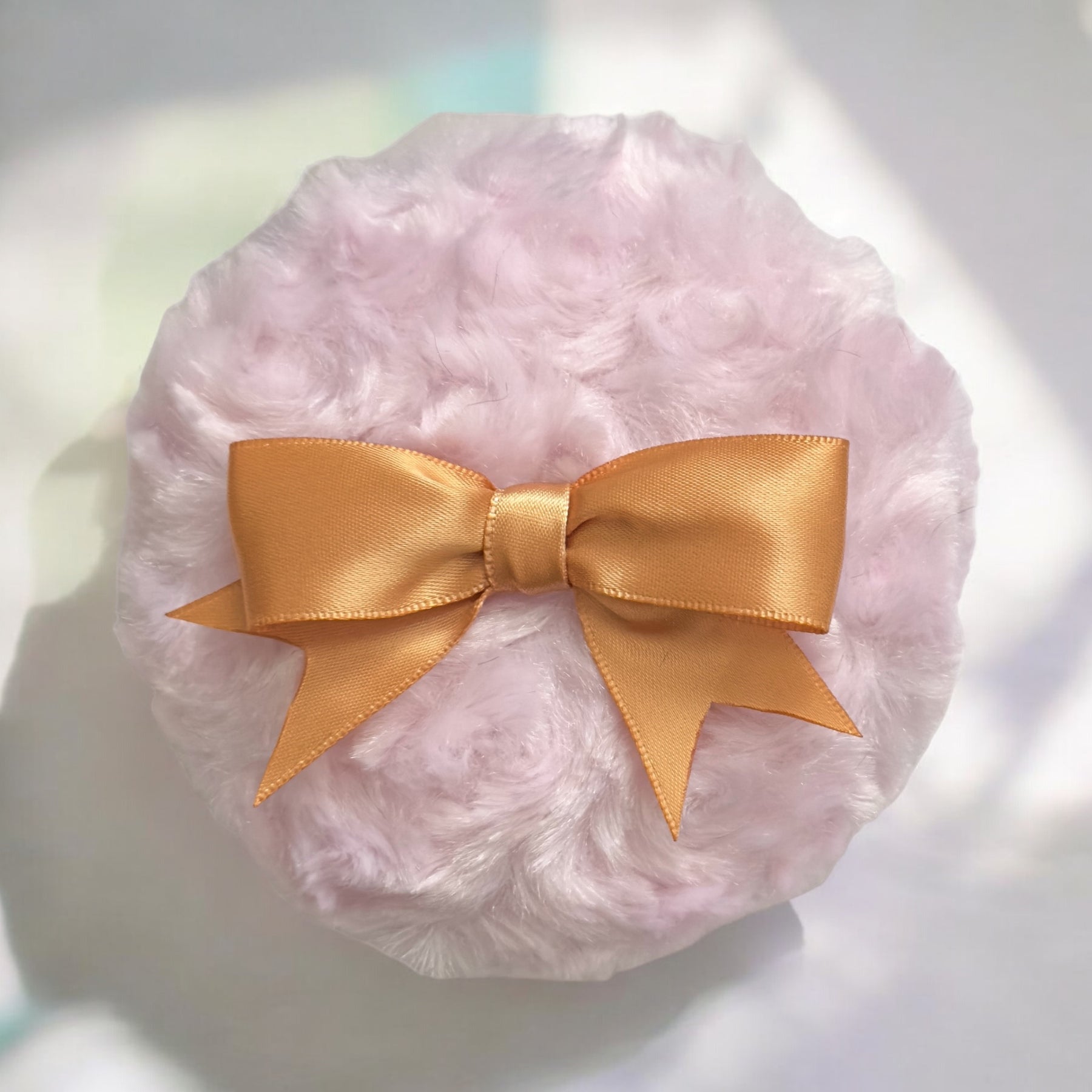 Powder Puff with Lidded Bowl Gift Set Pink Glass Container