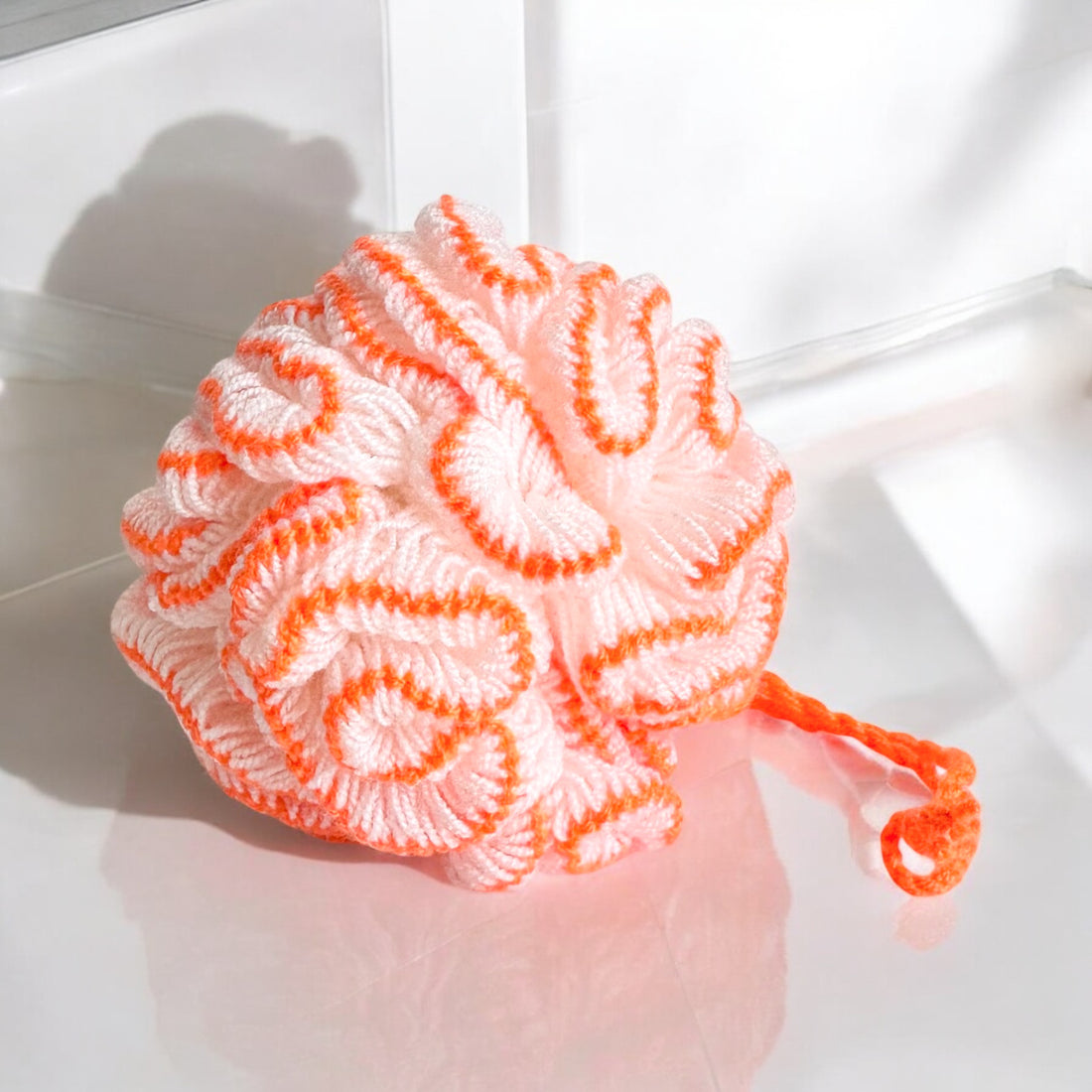 Organic Cotton KNIT POUF Shower Bath Sponge Washcloth Alternative