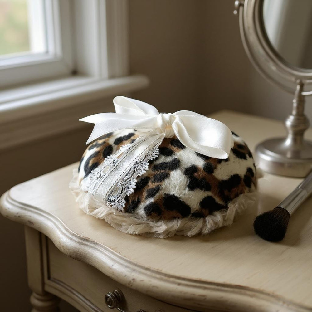 Animal Print Powder Puff for dusting powder - Large 5" - Made in USA