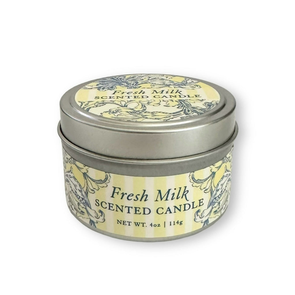 Greenwich Bay Trading Co. FRESH MILK Candle Tin 4 oz Lead-Free