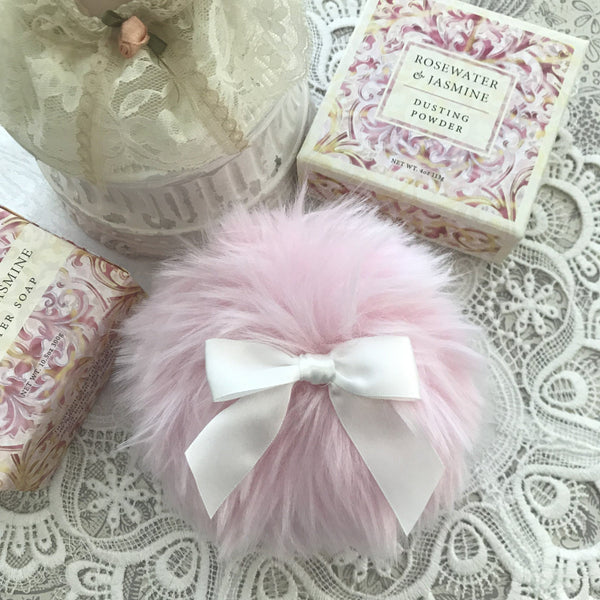 Large Dusting Powder Puff Applicator - Large 5" - Pink Faux Fur