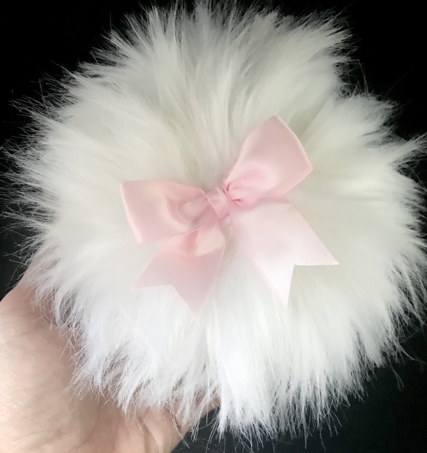 Large Dusting Powder Puff Applicator - Large 5" - White Faux Fur