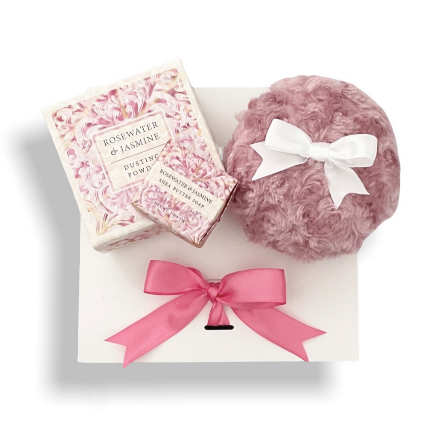 Dusting Powder Gift Set - Rosewater Jasmine - with Pink Powder Puff