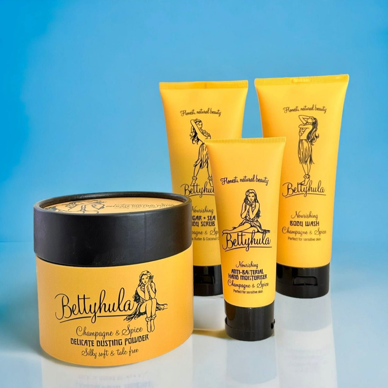 BETTYHULA Champagne & Spice Talc Free Dusting Powder with Puff 3.5 oz