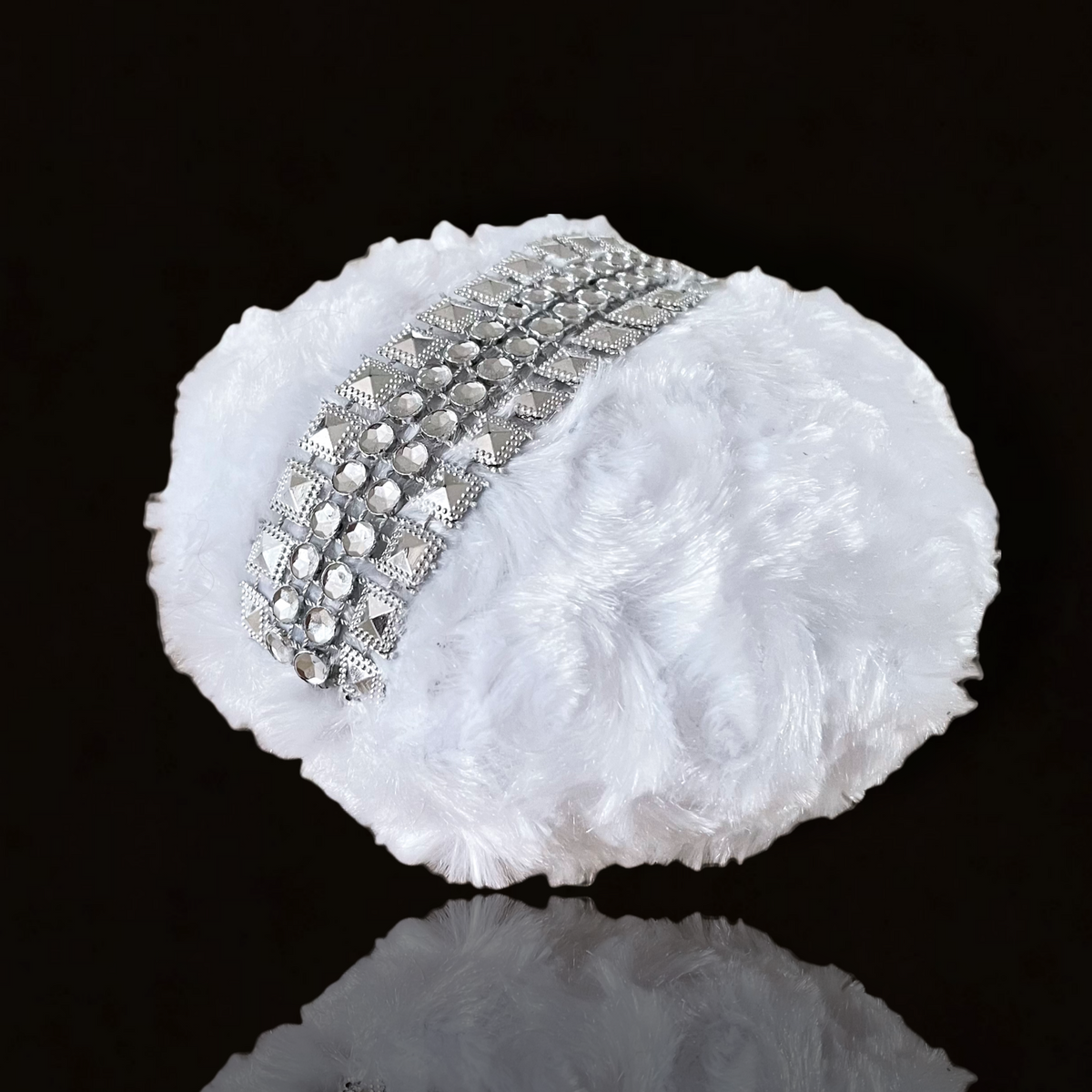 Rhinestone Dusting Powder Puff with Textured Gold Bowl Gift Set