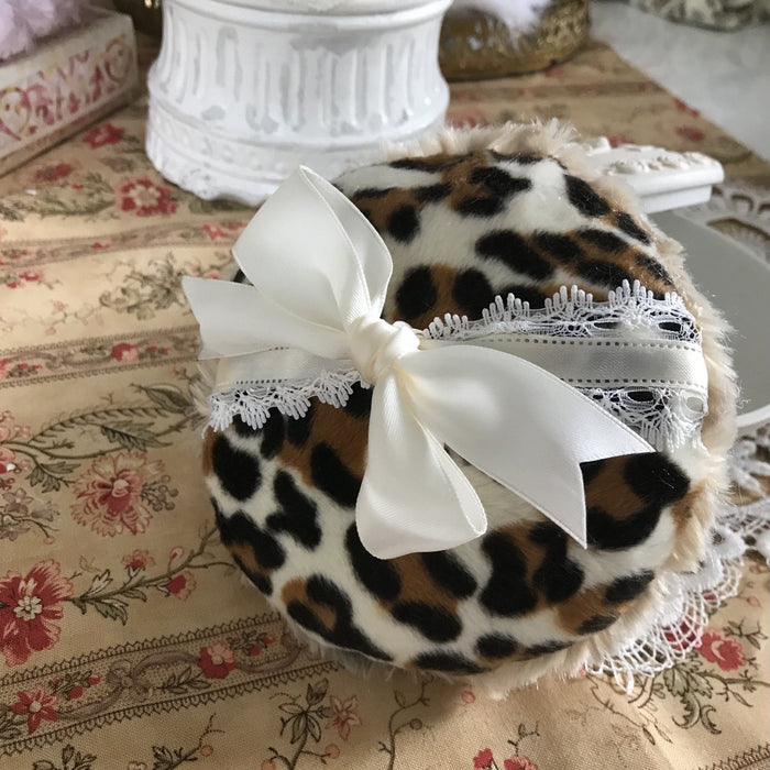 Animal Print Powder Puff for dusting powder - Large 5" - Made in USA